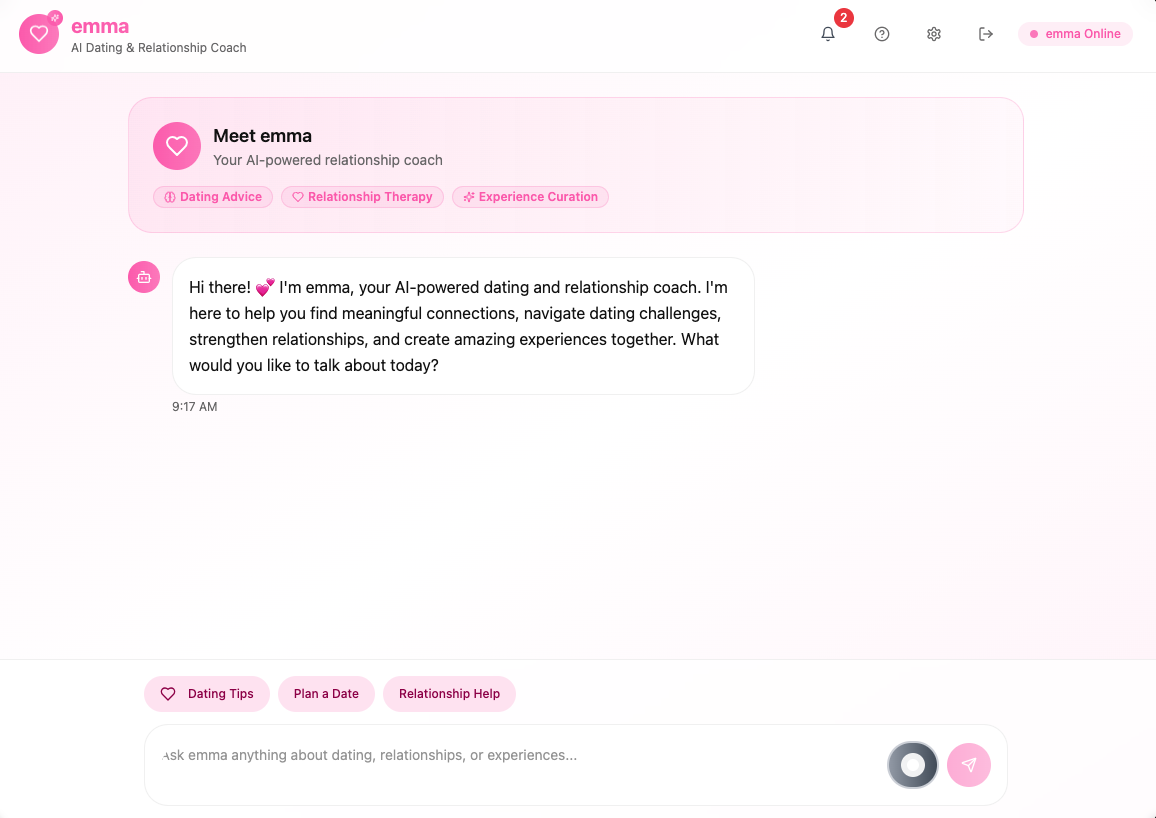 Emma – Intelligent Matchmaking & Therapy for Modern Love